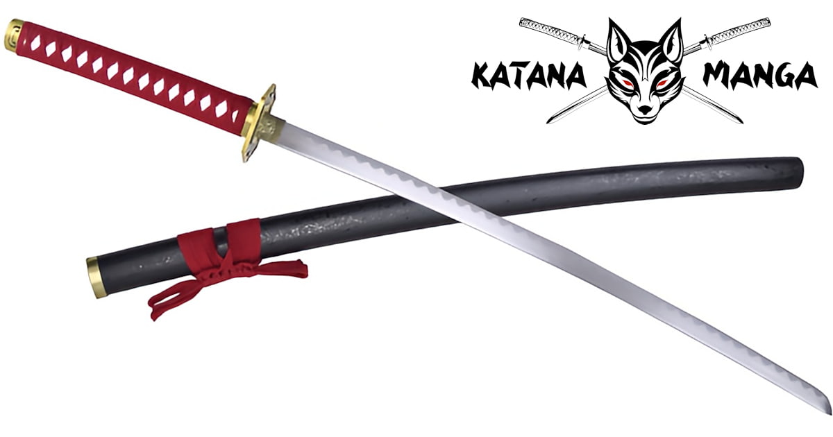 Katana manga « Akane no Tsurugi » (茜の剣 Épée écarlate), lame en acier ...